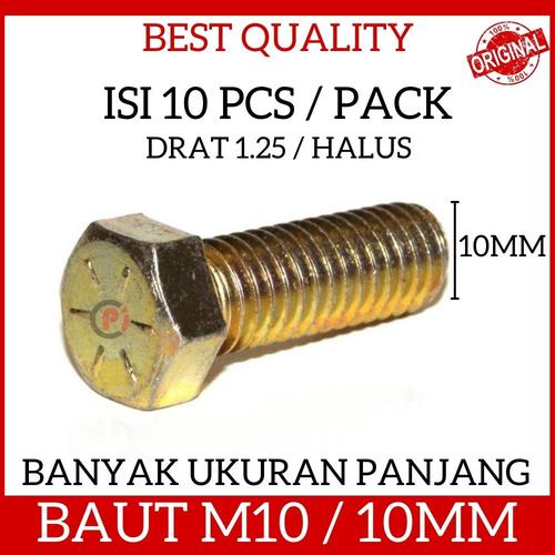 Jual Isi 10 Pcs Baut Hex Bolt M10 / 10mm Drat Halus Banyak Ukuran ...