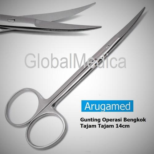 Jual Gunting Operasi Bengkok 14cm Tajam Tajam / Gunting Bedah Lengkung ...