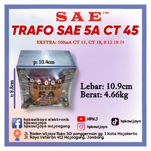 Jual TRAFO TRANSFORMER SAE 5A CT 5 AMPERE 5AH 45V 45 VOLT MURNI - Kota ...