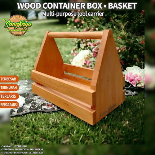Jual Multi Purpose Wooden Carrier 25x12x20cm Rustic style tools storage ...