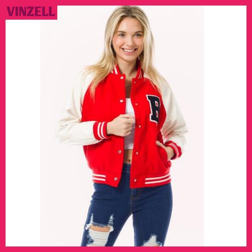 Jual jaket varsity baseball wanita logo inisial B Mix kombinasi 2 warna ...
