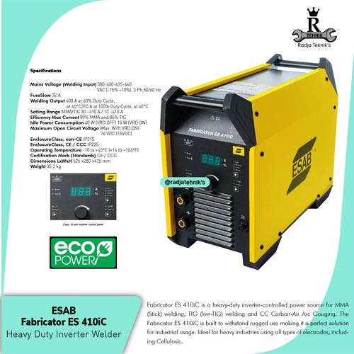 Jual Mesin Las - Welding Machine Fabricator ES 410iC SMAW - ESAB - Jakarta Barat - Radja Teknik ...