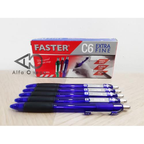 Jual Pen Pulpen Ballpoint Faster C6 Warna Hitam / Biru - Hitam - Biru ...