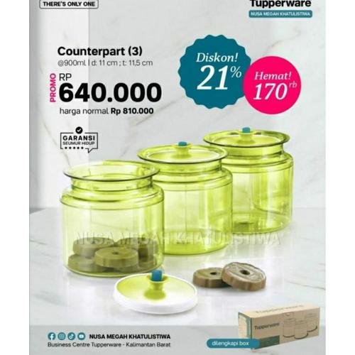 Jual toples counterpart raya tupperware 900 ml set with box - 1.2 liter isi 2 - Kab. Tangerang ...