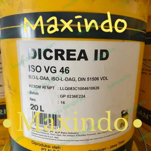 Jual OLI Compressor Screw ENI DICREA ISO VG 46 - 20 Liter Lubricant Oil ...