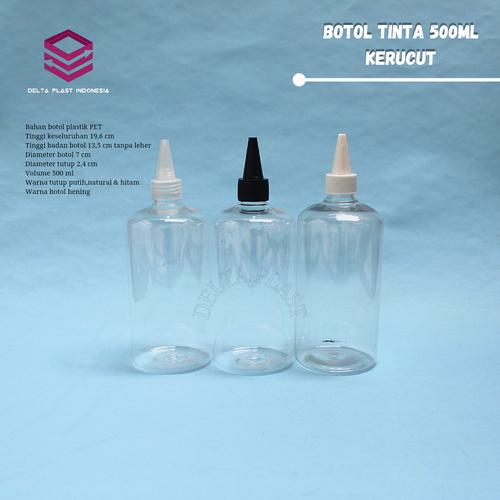 Jual Botol tinta 500 ml bening / Botol kerucut 500 ml - Hitam - Kota ...