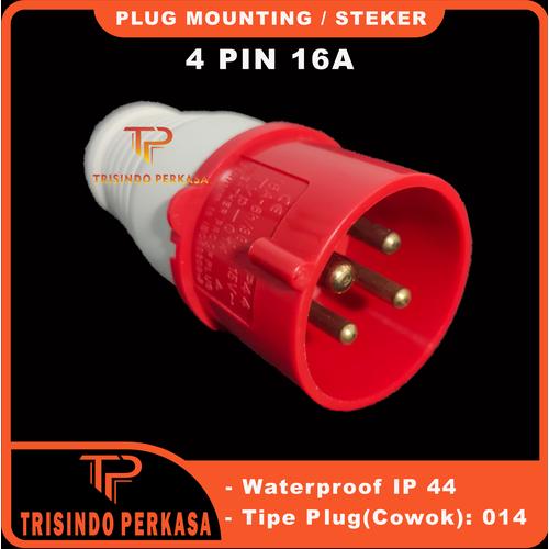 Jual Plug Mounting Male Steker 4P / 4 Pin 16A 16 Ampere 014 IP44 Industrial - Jakarta Barat ...