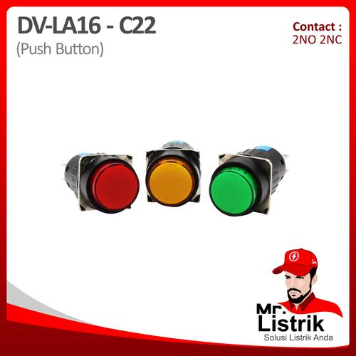 Jual PUSH BUTTON 16MM BULAT SELF RETURN 2NO 2NC PLASTIK / LA16-C22 ...