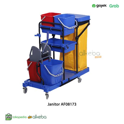 Jual AF08173 Cleaning Trolley serba guna service cart janitor double ...