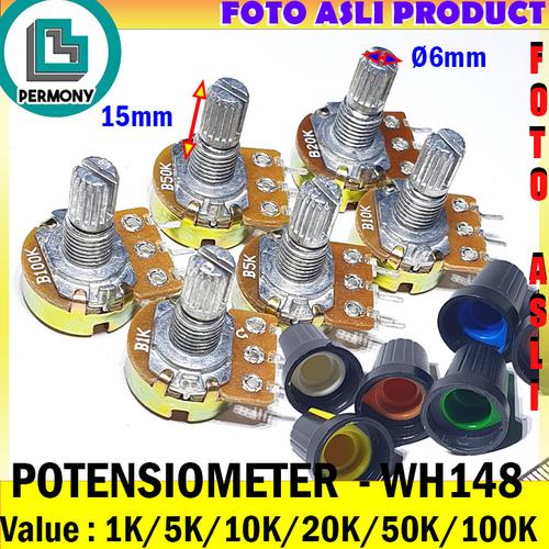 Jual Potensio wh148 1K 5K 10K 20K 50K 100K Potensiometer wh-148 15mm ...