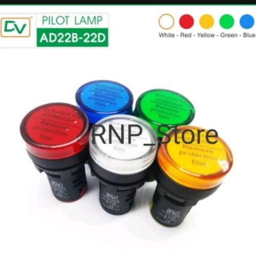 Jual Pilot lamp 22mm 220v DV 5 warna merah kuning hijau biru putih ...