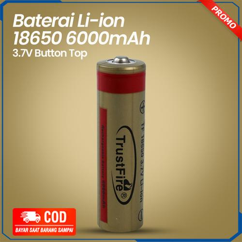 Jual Batu Batre Baterai Li-ion 18650 6000mAh 3.7V Button Top Cas Senter ...