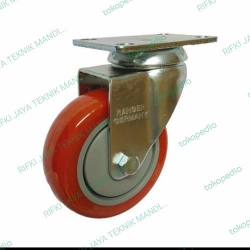 Jual Roda CASTER troly troli PU merah 4" inch hidup Ranger Germany ...