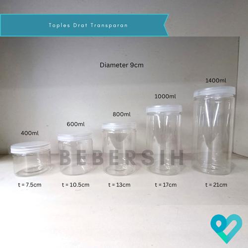 Jual Toples Tabung Jar Plastik/Toples Tutup Drat/Toples Putar - 400ml ...