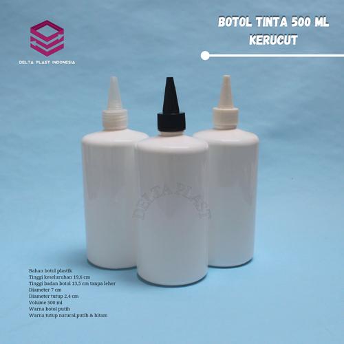 Jual Botol tinta 500 ml putih / Botol kerucut 500 ml - Hitam - Kota ...