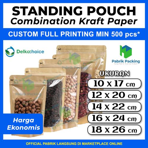 Jual Standing Pouch Kombinasi Kraft Paper Clear Ekonomis Satuan - 12x20 ...