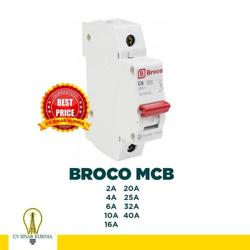 Jual MCB BROCO 2A, 4A, 6A, 10A, 16A, 20A, 25A, 32, 40A | BROCO MCB ...