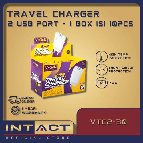 Jual Adaptor Charger V-GeN VTC2-30 2.4A Travel Charger VGEN 1 Box 10pcs ...