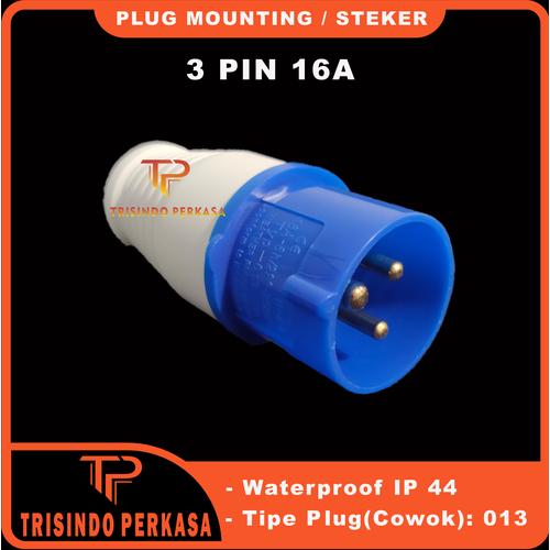 Jual Plug Mounting Male Steker 3P / 3 Pin 16A 16 Ampere 013 IP44 ...