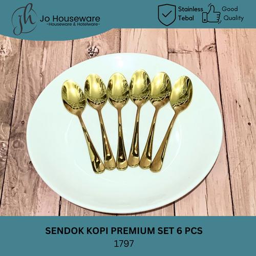 Jual Sendok kecil stainless gold / Sendok kopi set 6 pcs tebal premium ...