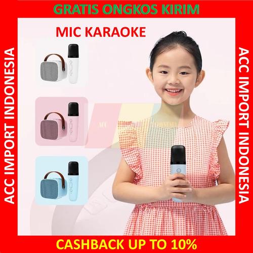 Jual Microphone Karaoke Mic Speaker Bluetooth Anak Mewah P2 Bass Pink ...