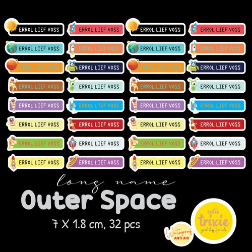 Jual STICKER LABEL NAMA ANAK WATERPROOF OUTERSPACE LONG NAME - Jakarta ...