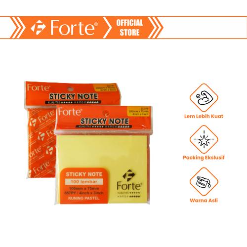 Promo [Forte] Sticky Note Memo Tempel 100x75mm 100lbr - Kuning Pastel ...