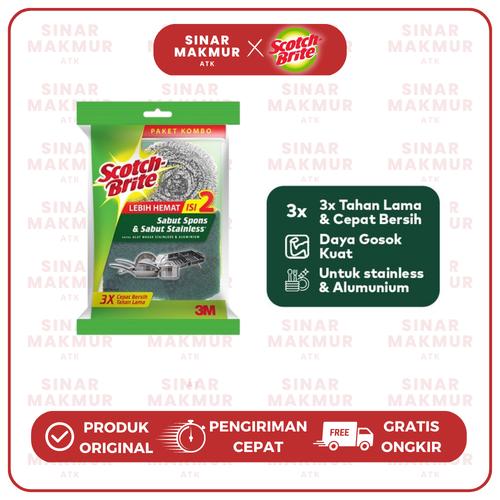 Jual Combo Spons Cuci Piring + Sabut Stainless 3M SCOTCH BRITE ID-C01 ...