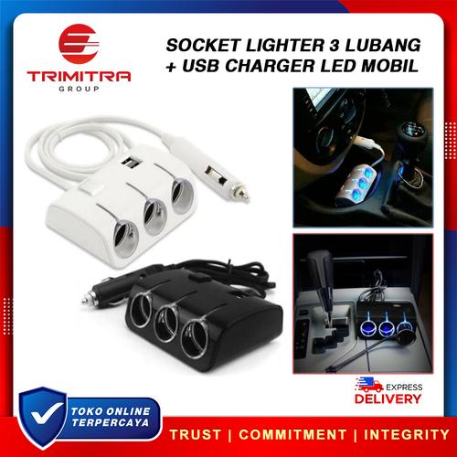 Jual Colokan LIGHTER Mobil 3 LUBANG usb charger TRIPLE SOCKET CIGGARATE ...