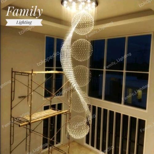 Jual Lampu plafon krystal/Lampu void/Lampu hias gantung D.120cm T.750cm ...