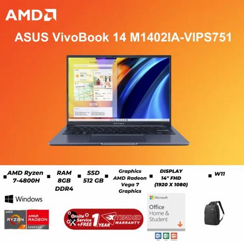 Promo Asus Vivobook M1402IA-VIPS Ryzen 7 4800H 8GB 512GB 14" IPS W11 ...