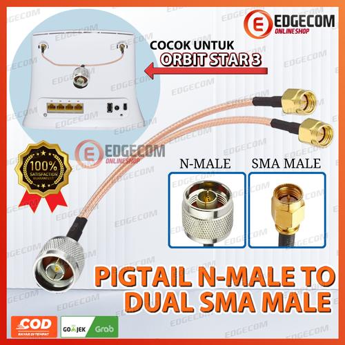 Jual Pigtail Modem Router N Male to Dual SMA Male Orbit Star 3 Z1 PRO ...