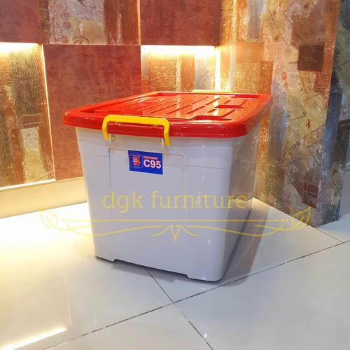 Jual Kontainer Container Box Plastik Tutup Bertutup Roda 95 Liter 95 L ...