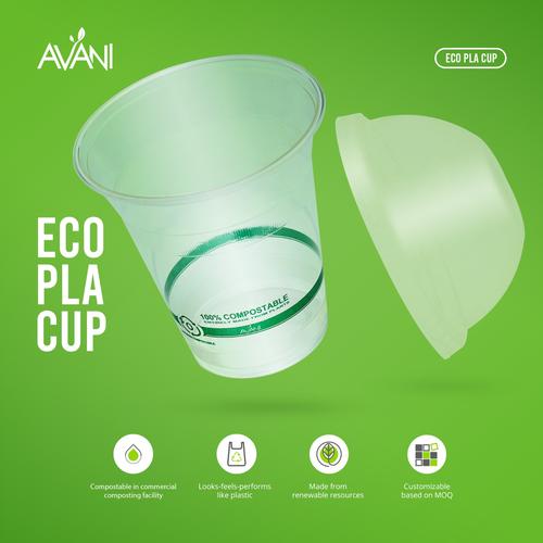Promo Avani Eco PLA Cups + LID / Gelas PLA + Tutup (1 pairs) - Dome Lid ...