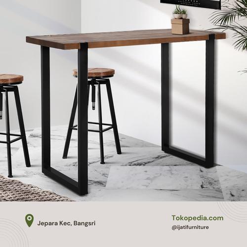 Jual Meja Bar Table Model Industrial Frame Besi Top Meja Kayu Jati ...