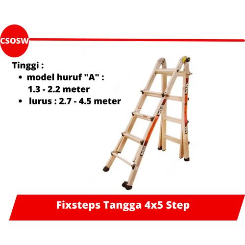 Jual Fixsteps Tangga Lipat 4x5 Step Tinggi 1.3m - 4.5m Aluminium Ladder ...