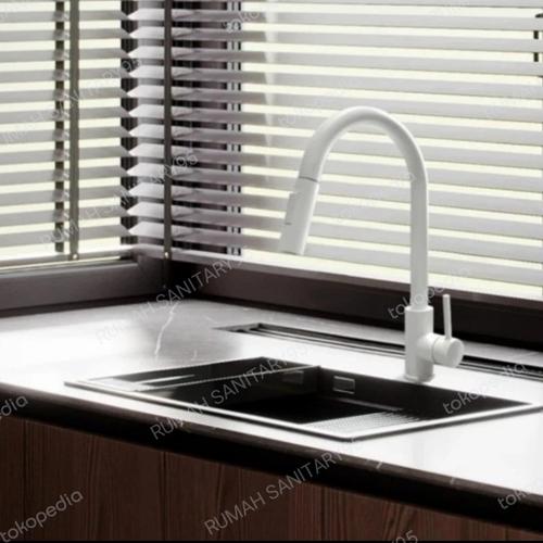 Jual Kran kitchen Sink tarik mixer white / Kran sink putih panas dingin ...