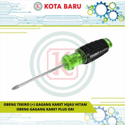 Jual OBENG TEKIRO (+) GAGANG KARET HIJAU HITAM OBENG GAGANG KARET PLUS ...