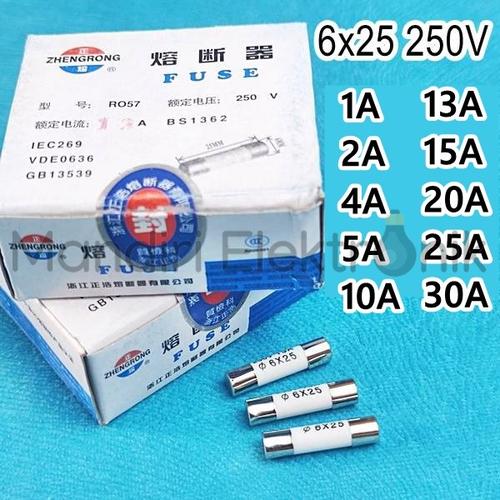 Jual Fuse Sikring Keramik 6x25 Sekring AC 2A 5A 10A 13A 15A 20A 25A ...