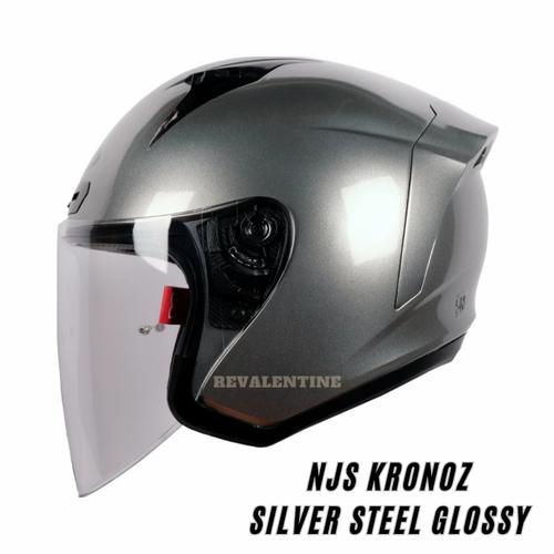 Jual NJS KRONOZ SILVER STEEL SOLID GLOSSY | Helm Half Face Kronoz ...