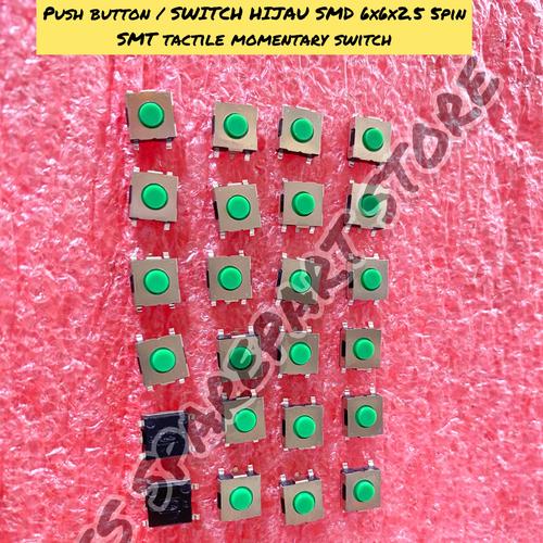 Jual PUCH BUTTON / SWITCH HIJAU SMD 6x6x2.5 5pin SMT tactile momentary ...
