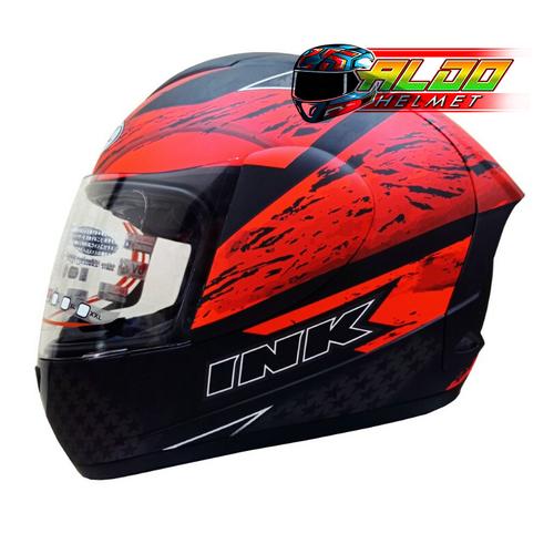 Jual helm INK full face / INK CL MAX motif #7 BLACK MATT RED / ORI INK ...
