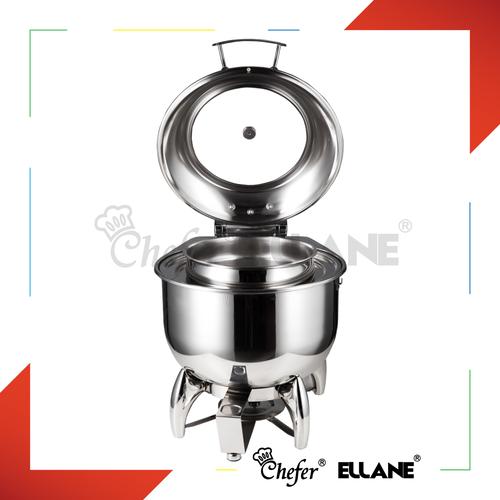 Jual Ellane round soup station ss glass lid chafing dish sop 10 liter ...