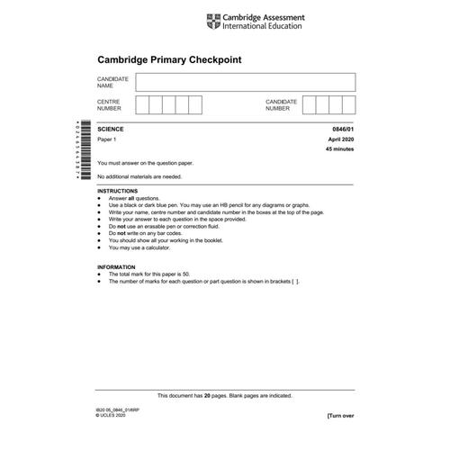 Jual Primary Checkpoint Science 0846 2015-2020 past papers and mark ...