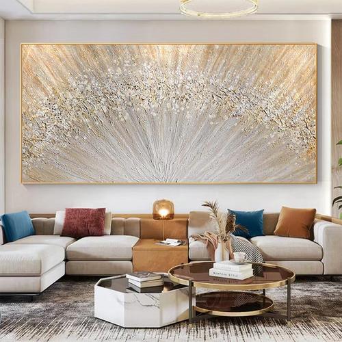 Jual Lukisan Tangan Abstract Modern Golden Yellow Texture Acrylic ...