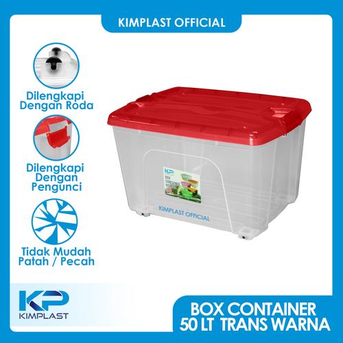 Jual KIMPLAST BOX Container 50 Liter Transparan Warna / Dilengkapi roda ...