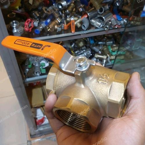 Jual Ball Valve KITZ 3 Way 1" Inch Kuningan / Stop Kran 3 Jalur Arah - Jakarta Barat - Maxindo ...