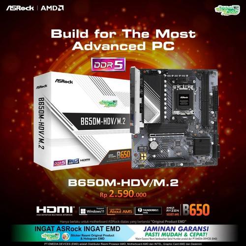 Promo ASRock B650M HDV/M.2 - [Socket AM5 ,AMD B650, DDR5, USB 3.2 ,m- ATX] Cicil 0% 3x - Jakarta ...