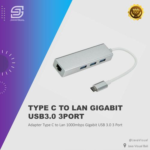 Jual Adapter Type C to Lan 1000mbps Gigabit USB 3.0 3 Port - Kota ...