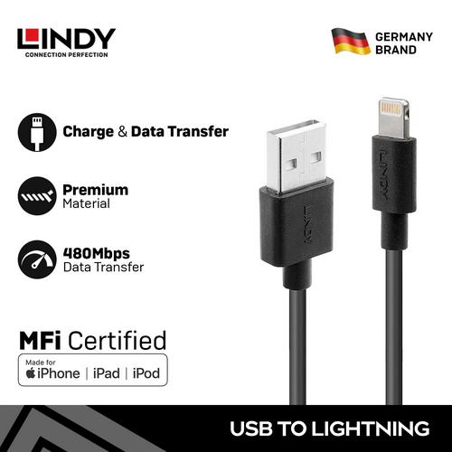 Jual LINDY Kabel MFi Certified USB A to iPhone Lightning Data Cable 1M ...